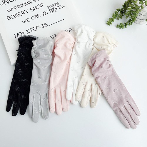 Female Sun Protection Sunscreen Thin Mittens Ice Silk Summer Gloves | eBay