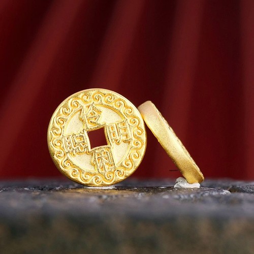 1PC Pure 999 24K Yellow Gold Lucky 3D Smart Clever Coin Round Pendant 1 ...