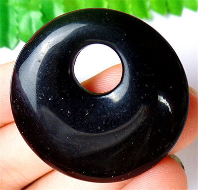 38x6mm Black Obsidian Eccentric Circle Pendant Bead DY2319 | eBay