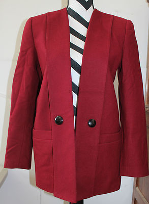 KASPER Dark Red Wool Blend Lined Blazer Jacket Sz 8 CB4-17 | eBay