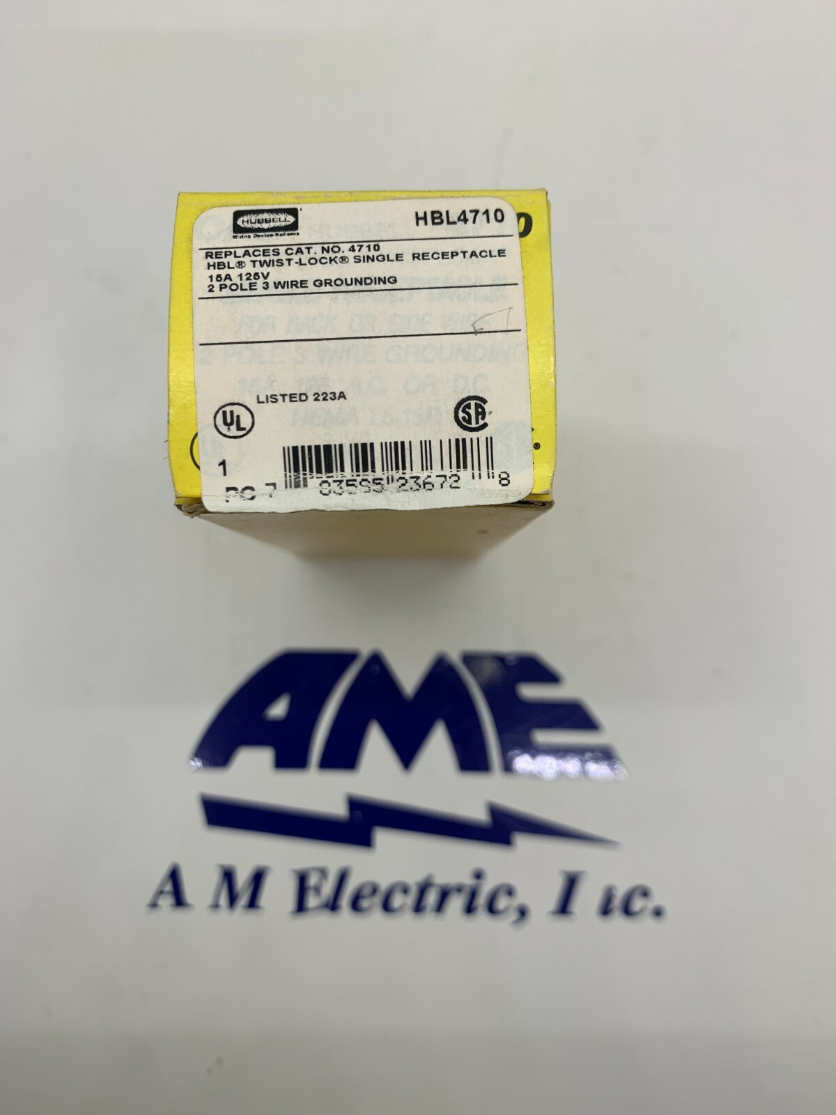 Hubbell HBL4710 Twist-Lock Single Receptacle 15A, 125V, 2 Pole, 3 (I-6 ...
