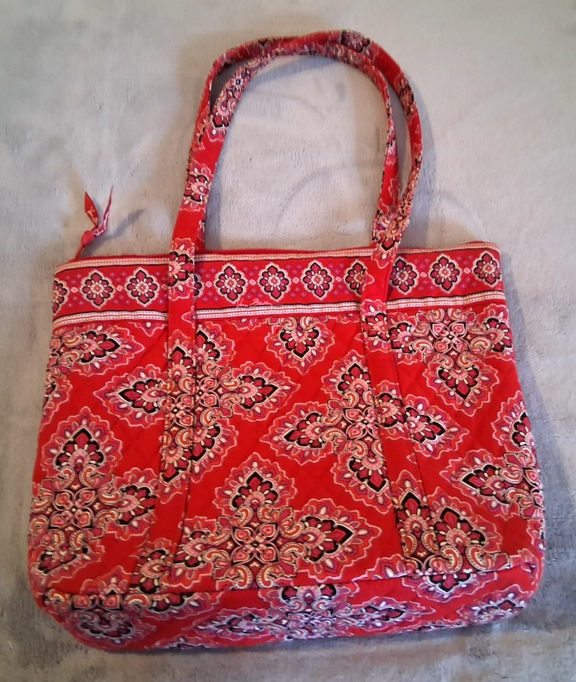 VERA BRADLEY FRANKLY SCARLET Tote red paisley purse shoulder handbag ...