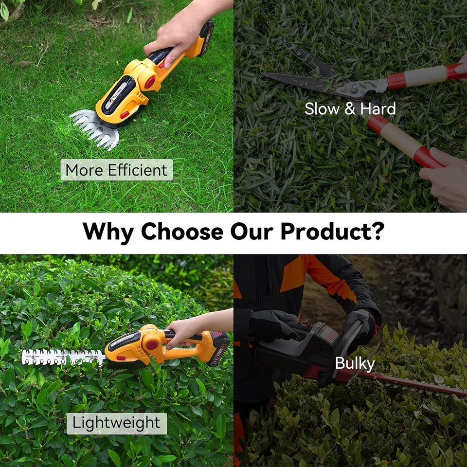 Handheld Electric Cordless Hedge Bush Trimmer with 24V Rechargeable ...