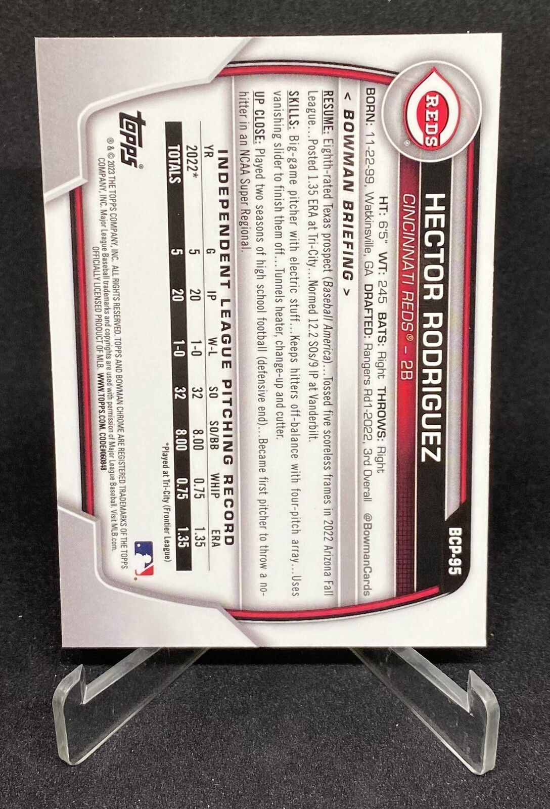 HECTOR RODRIGUEZ 2023 Bowman Chrome Sapphire 1st Cincinnati Reds CN#BCP ...