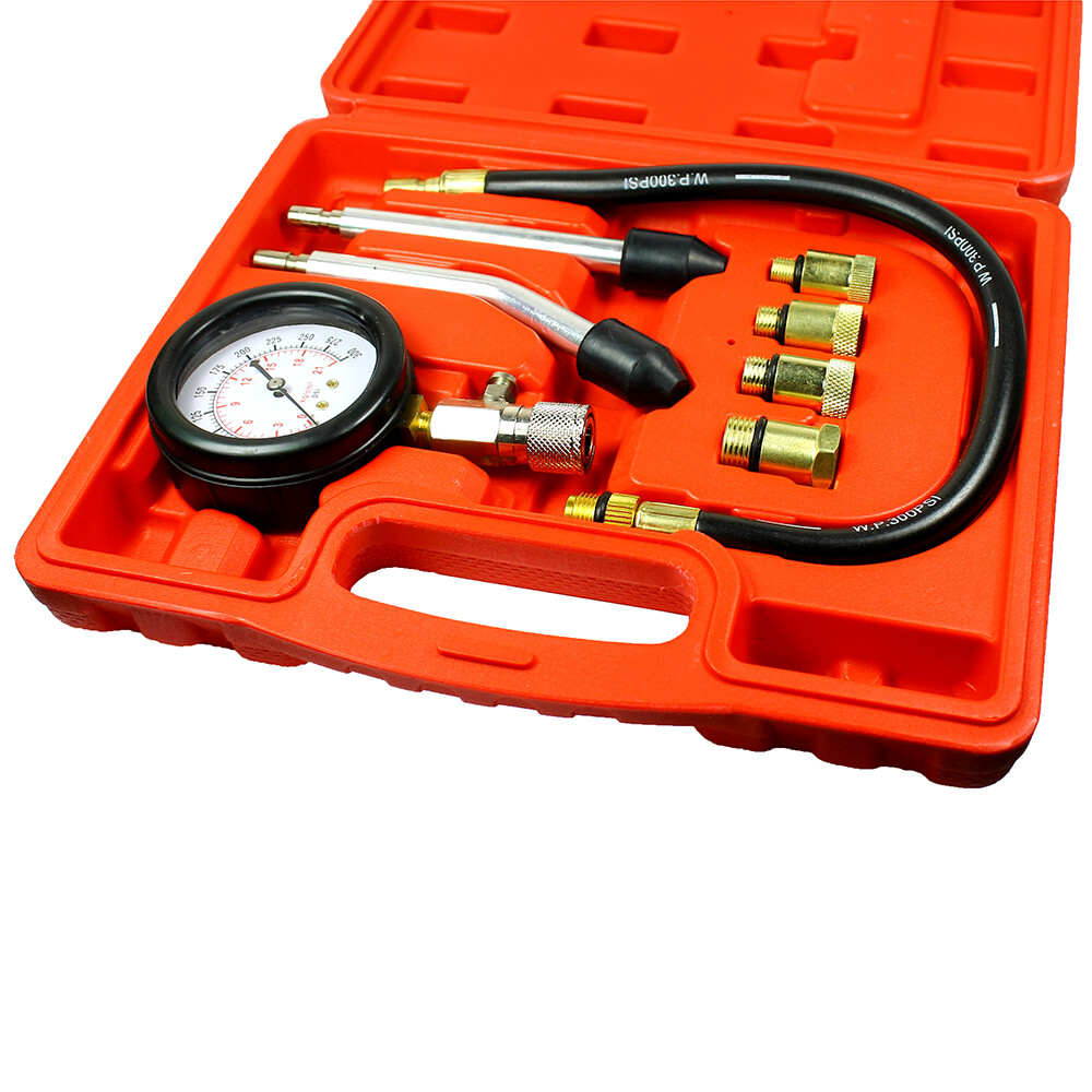 8pcs Petrol Engine Cylinder Compression Tester Kit Gauge Tool Automotive