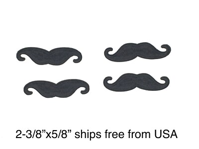 2 Mustache Applique iron-on Patches - Men's Grooming, Handlebar, Facial ...