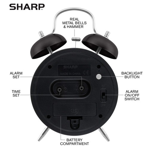 Sharp Twin Bell Alarm Clock - Loud Alarm - Great for Heavy Sleepers ...