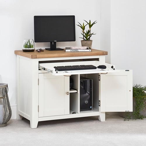 Cheshire White Painted Hideaway Computer Desk - Home Office Cupboard ...