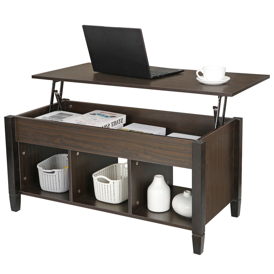 Lift Top Coffee Table with Hidden Storage Compartment Shelf Tabletop ...