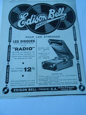 Edison Bell les disques Radio les Etrennes Publicité ADVERT 1929 ...