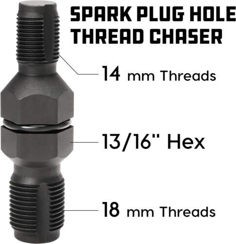 2PCS Spark Plug Hole Thread Chaser 10 12 & 14 18mm Re-threader Tap ...