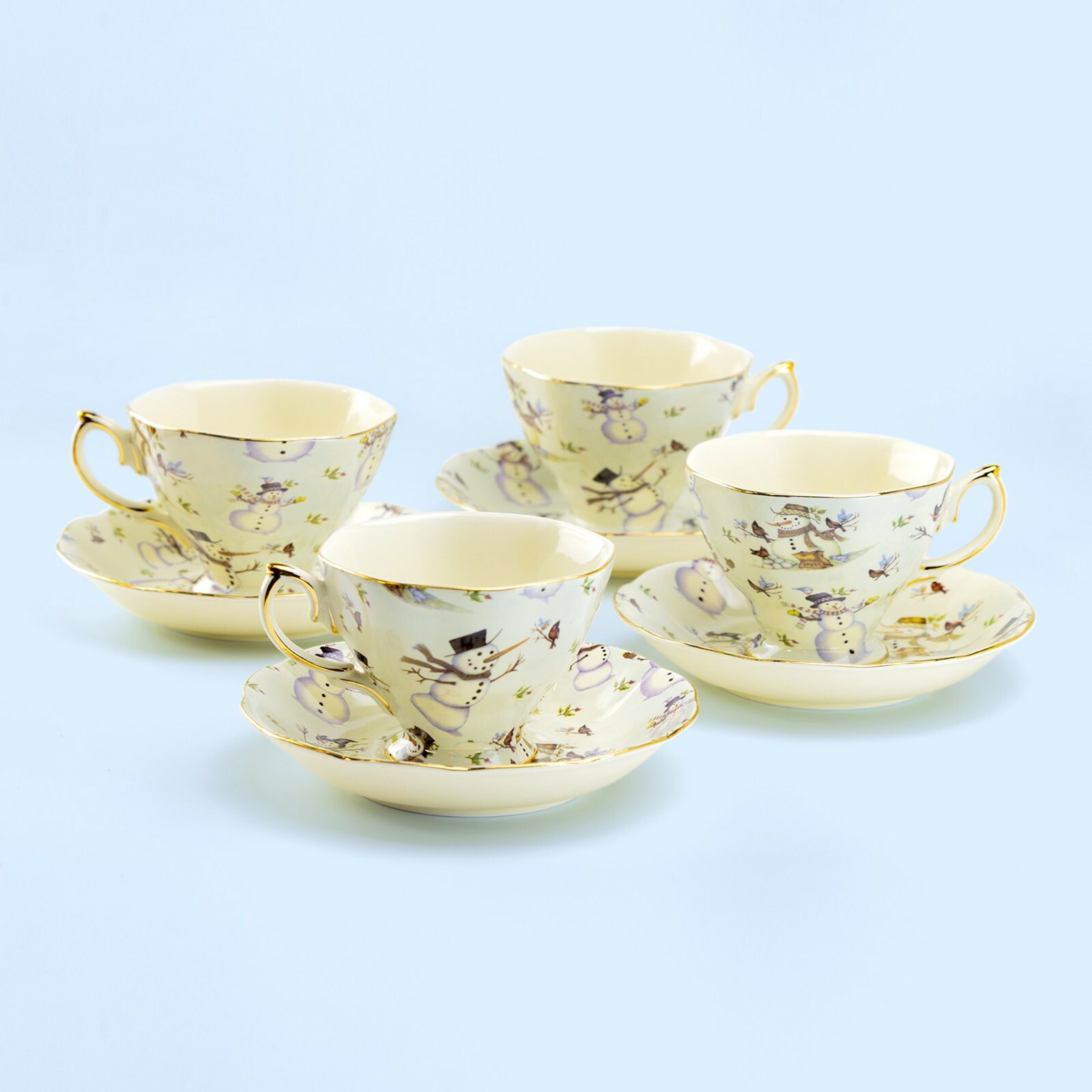 Grace Teaware Christmas Holiday Snowman Fine Porcelain Tea Cup and ...