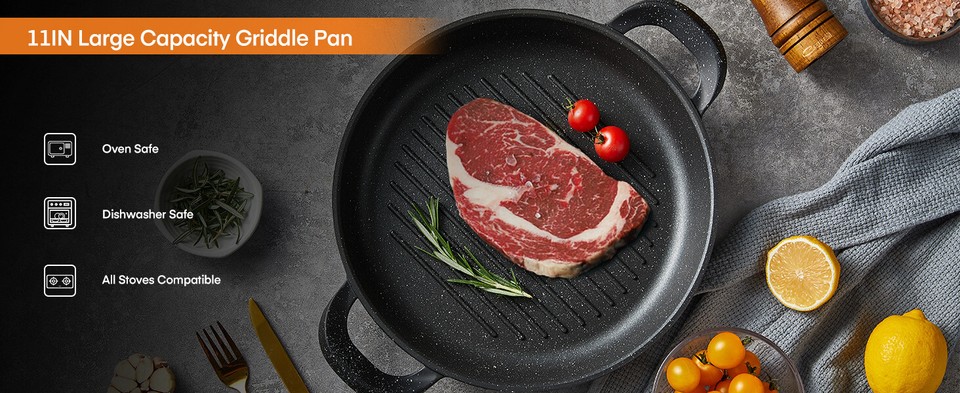 FOHERE Pots and Pans Set , 15 PCS, Aluminum Nonstick Induction Cookware ...