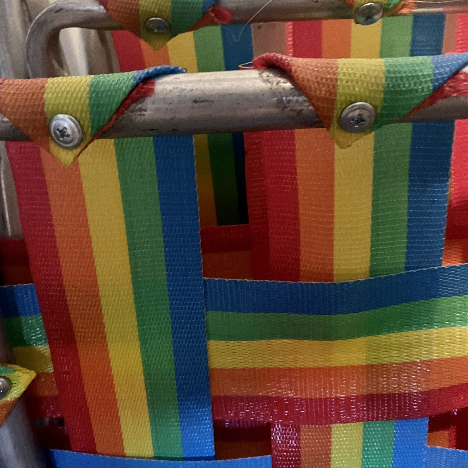 Two 1970's Twin Pride June Rainbow Child's Beach Chairs Aluminum Lawn ...