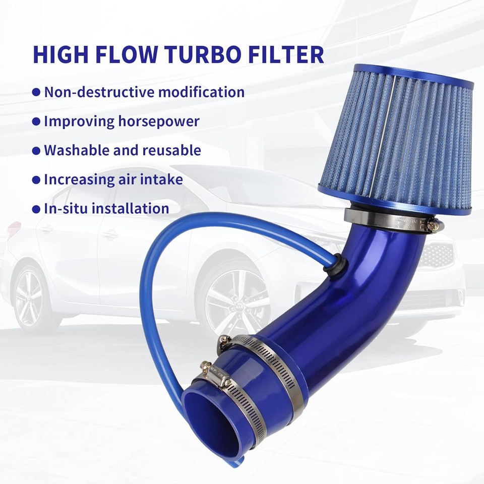 3" Cold Air Intake Filter Induction Kit Pipe Power Flow Hose System US ...