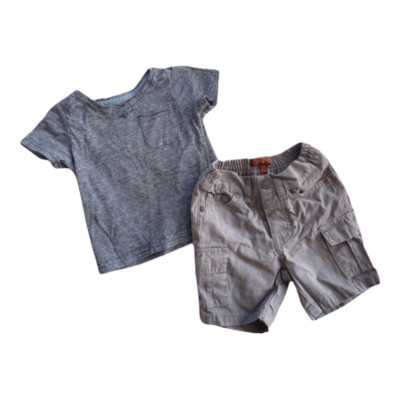 Baby Boys 7 For All Mankind Summer Outfit -Heathered Shirt & Shorts ...