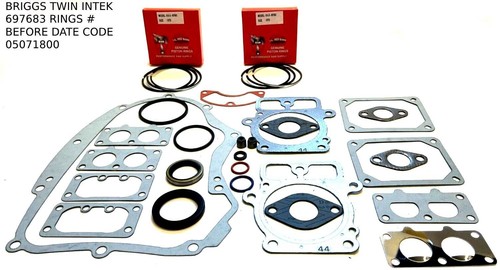 TWO PISTON RING SETS & GASKET SET FIT BRIGGS V TWIN INTEK OVERHEAD ...