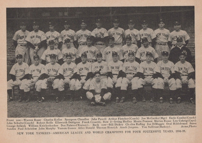 1939 World Series Baseball New York Yankees Team Photo Gehrig Dimaggio ...