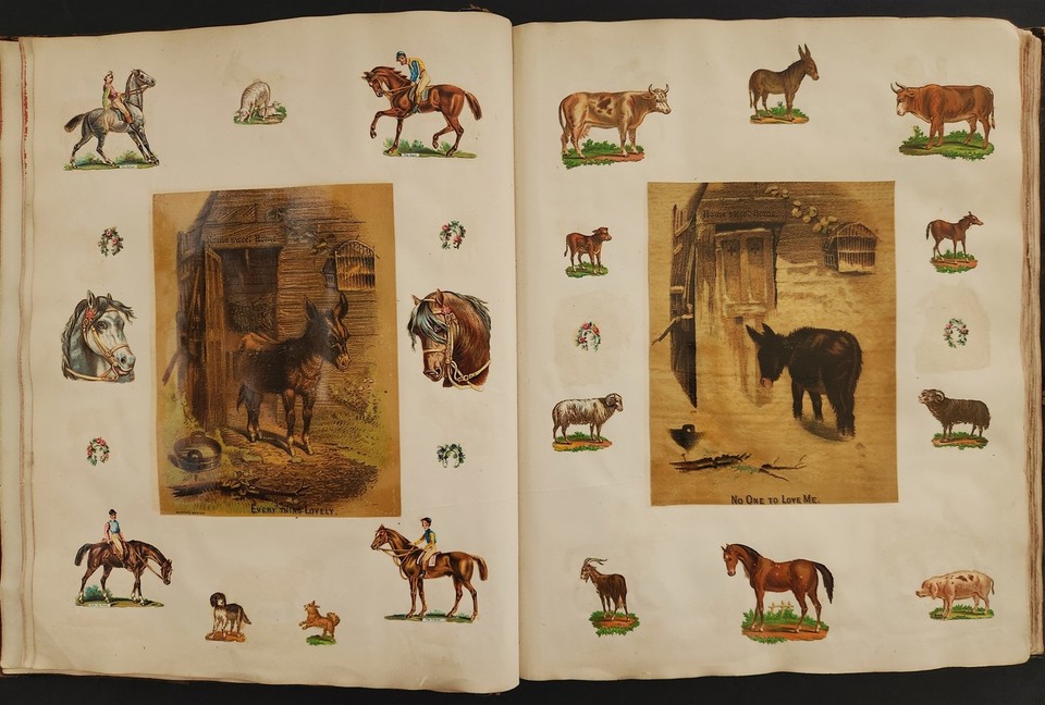 1880 antique EXCEPTIONAL SCRAPBOOK victorian trade card die cuts album ...