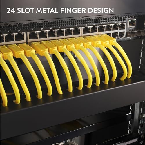 1U Horizontal 19 Inch Rack Mount Cable Management - 24 Slot Metal ...