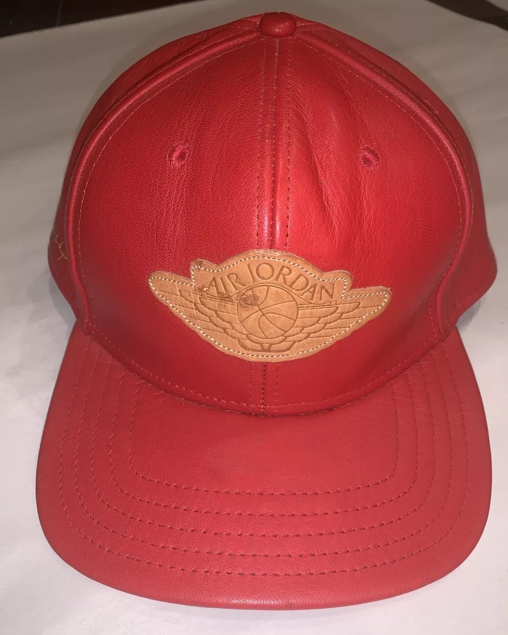 RARE RED AIR JORDAN JUST DON LEATHER BASEBALL HAT - Gem