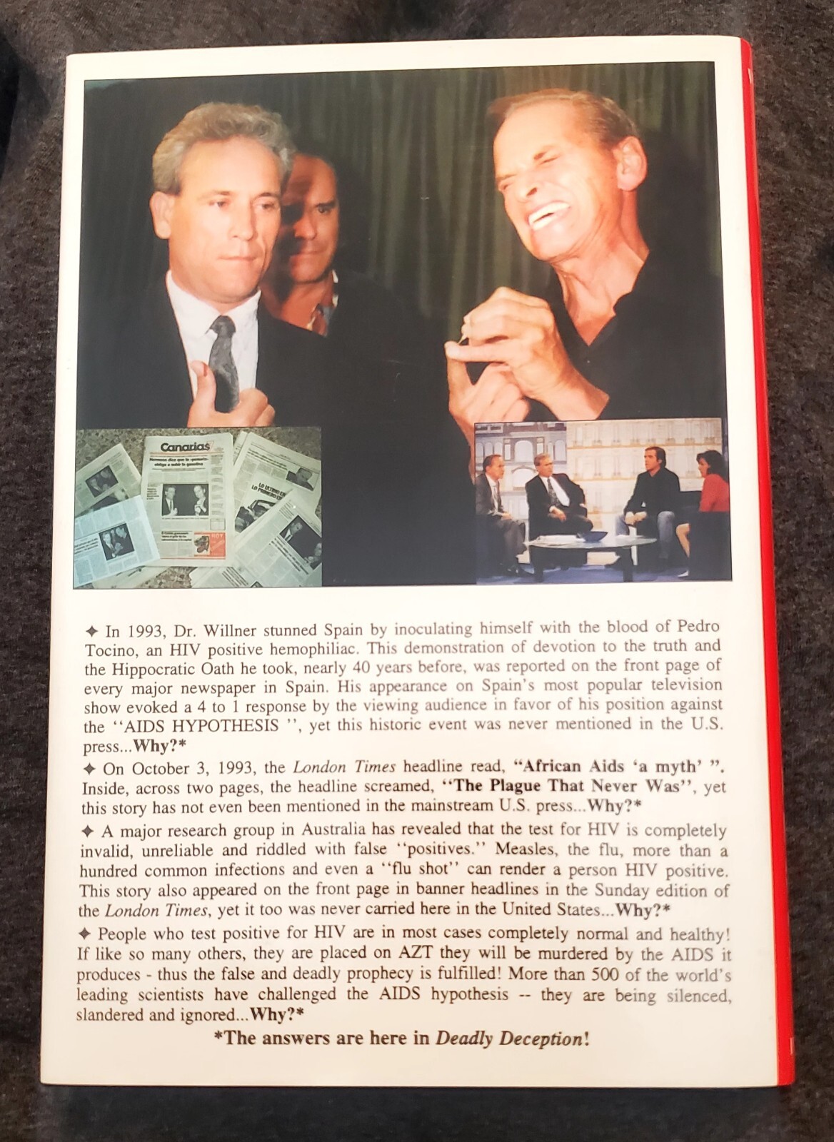 Deadly Deception [AIDS] - SIGNED by Dr. Willner - rare 1994 hc w dj - very good 9780964231610| eBay