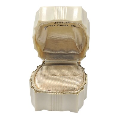 Vintage USA Celluloid Presentation Ring Box Art Deco Ivory Anderson ...