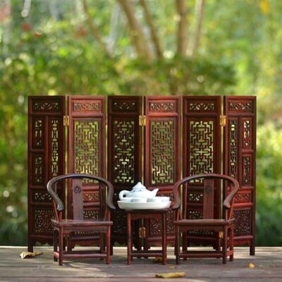 mini furniture model MAHOGANY Wood desk chair screen hand carved for ...