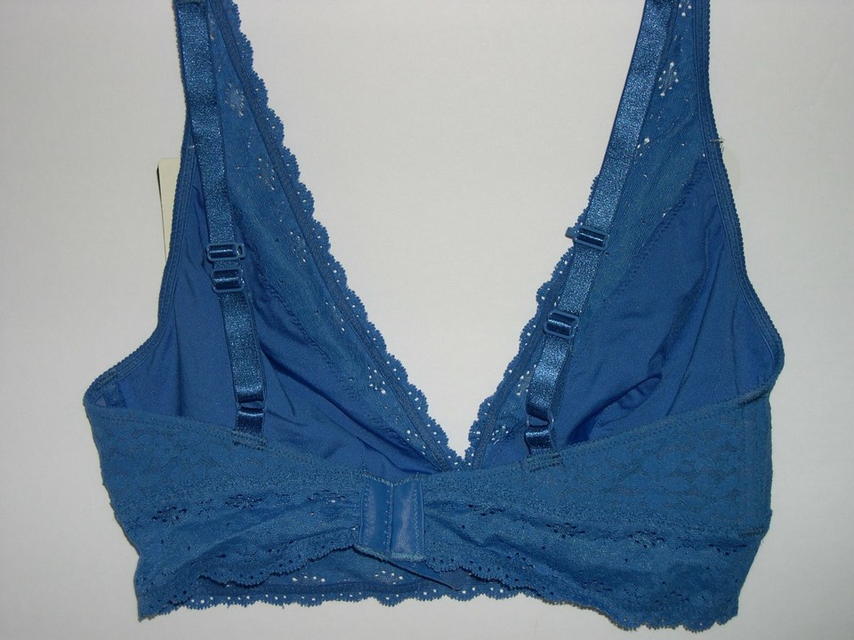 WACOAL Halo Lace Bra Wireless Lined Bralette Blue Convertible 811205 ...