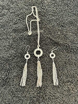 PERU Silver 925 Circle Multi Dangle Fancy Rope Chain Necklace ...