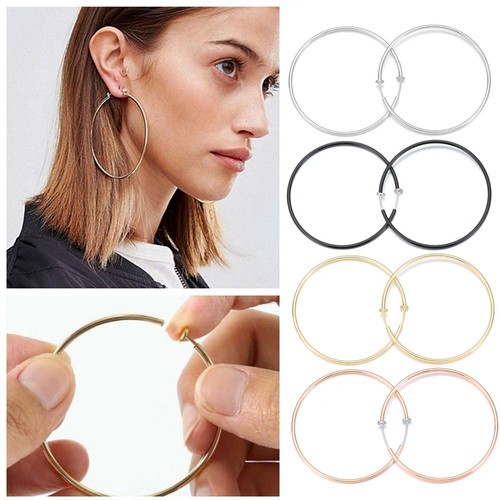 Goth Spring Clip On Non-Pierced Clip-On Ear Clips Ear Hoop Big Circle ...