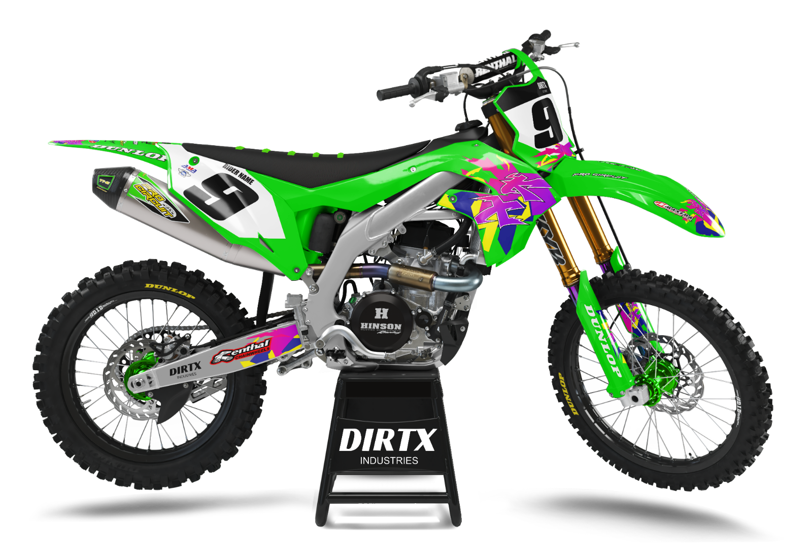 NEW DIRTX INDUSTRIES COMPLETE GRAPHICS RETRO KAWASAKI KX 85 100 125 250 ...