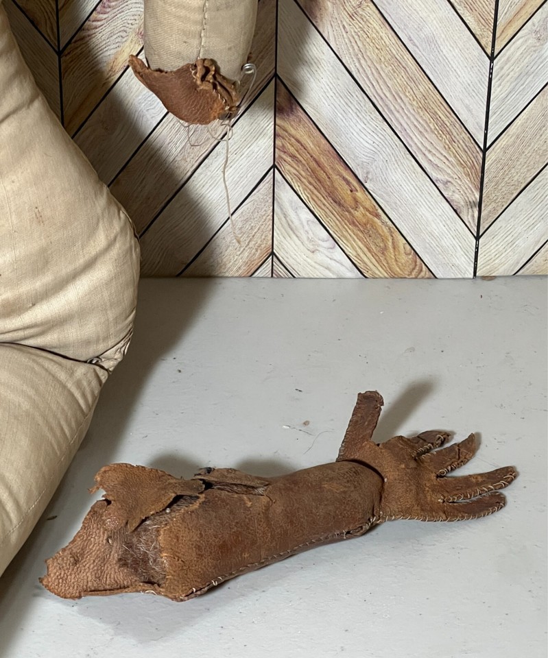 ANTIQUE 19TH CENTURY LUDWIG GREINER PAPIER MACHE DOLL LEATHER ARMS 1858 ...