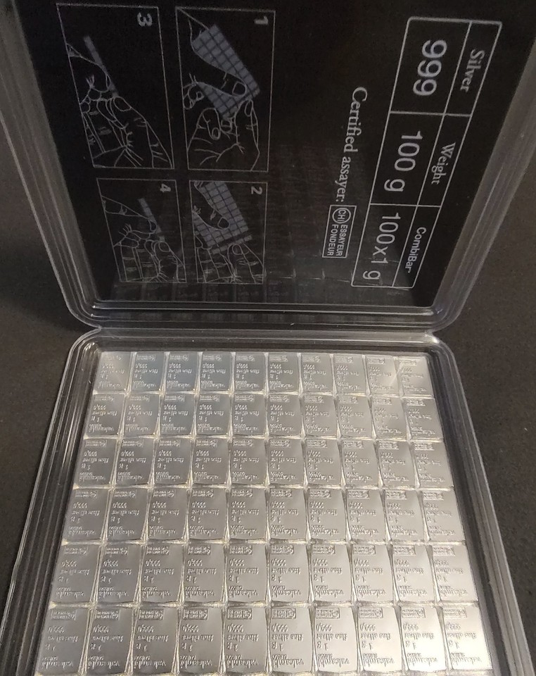 3 X 1 Gram .999 Pure Silver Valcambi Suisse (Swiss Made) Combibars | eBay