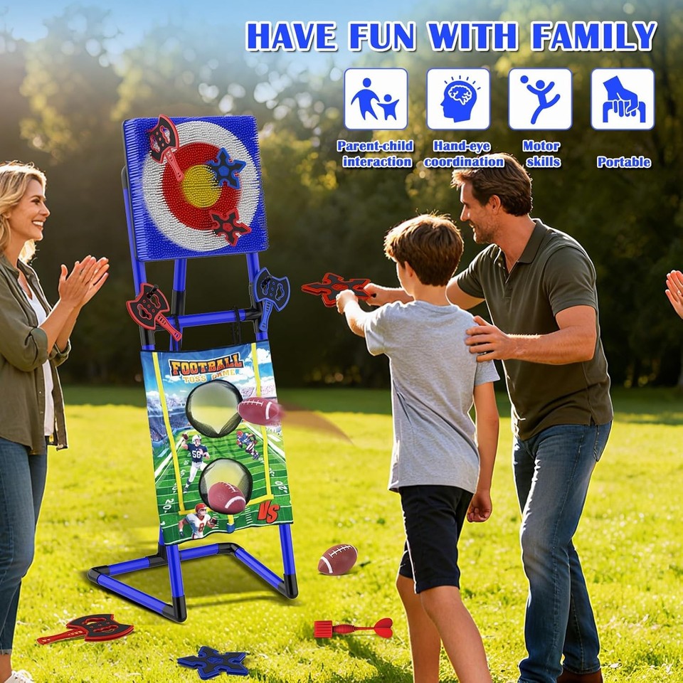 2-in-1 Axe & Football Throwing Game Set, Bristle Axe Toss Target with ...