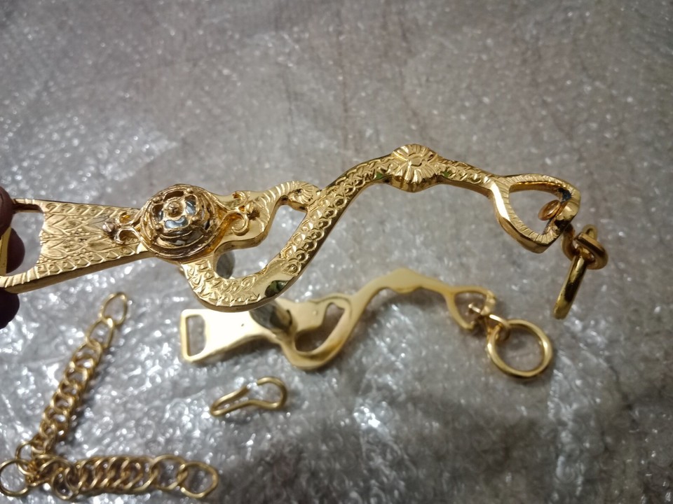 Horse Spanish curb Bit with low Port Beautiful hand Engraving Free ...