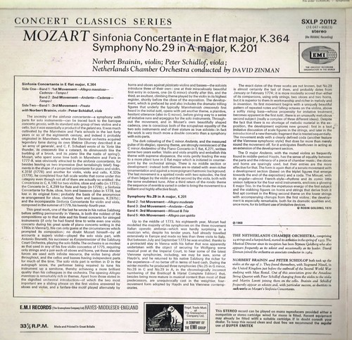 MOZART LP Peter Schidlof DAVID ZINMAN Norbert Brainin HMV 1970 UK ...