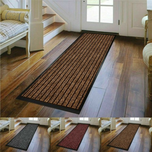 Non Slip Rubber Backed Runner Door Floor Mat Rug Indoor Outdoor Grey ...