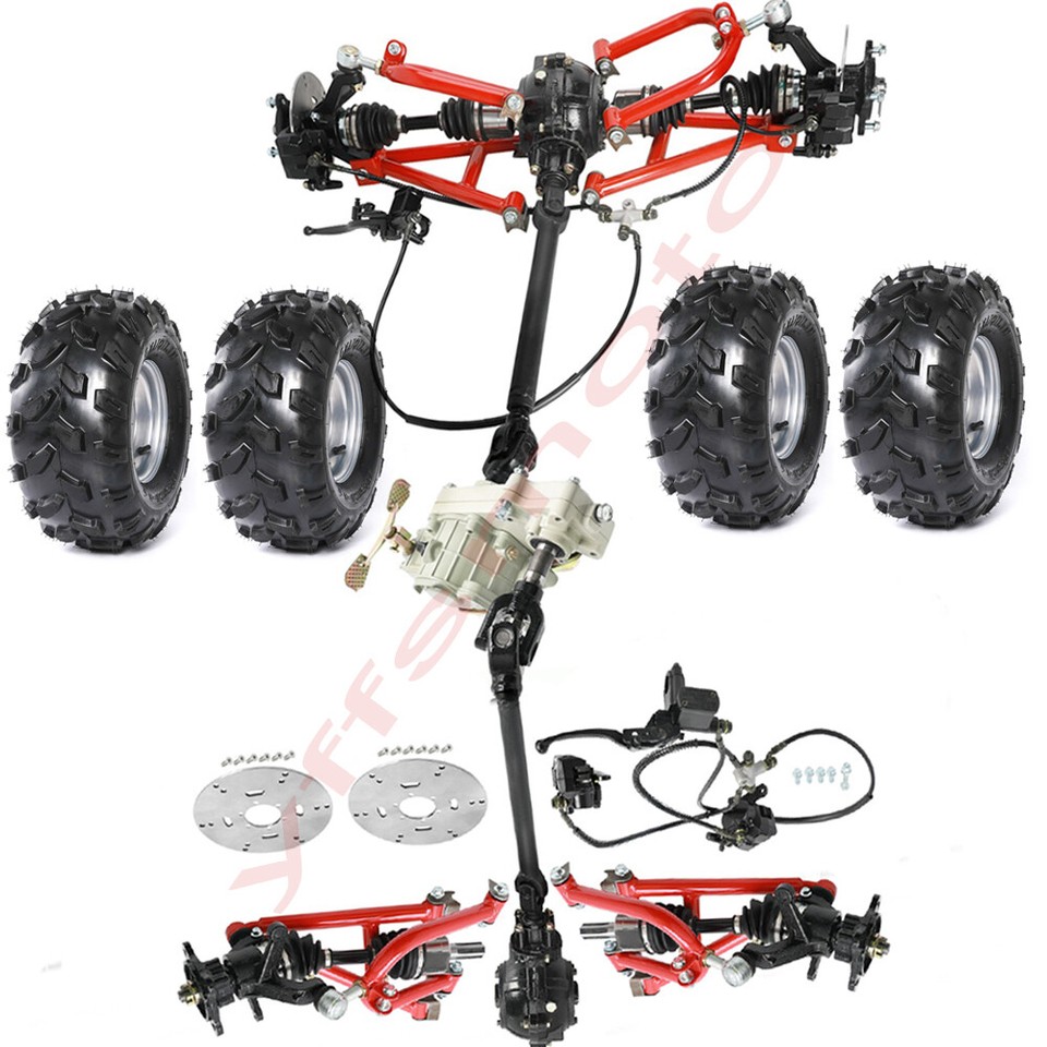 4 Wheeler Front+Rear Differential Drive Shaft CV Axle Kit Gear Box 7 ...