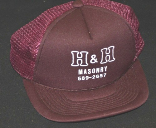 Vintage BURGUNDY Purple H&H Masonry Mesh Foam Trucker Snapback Hat Cap ...