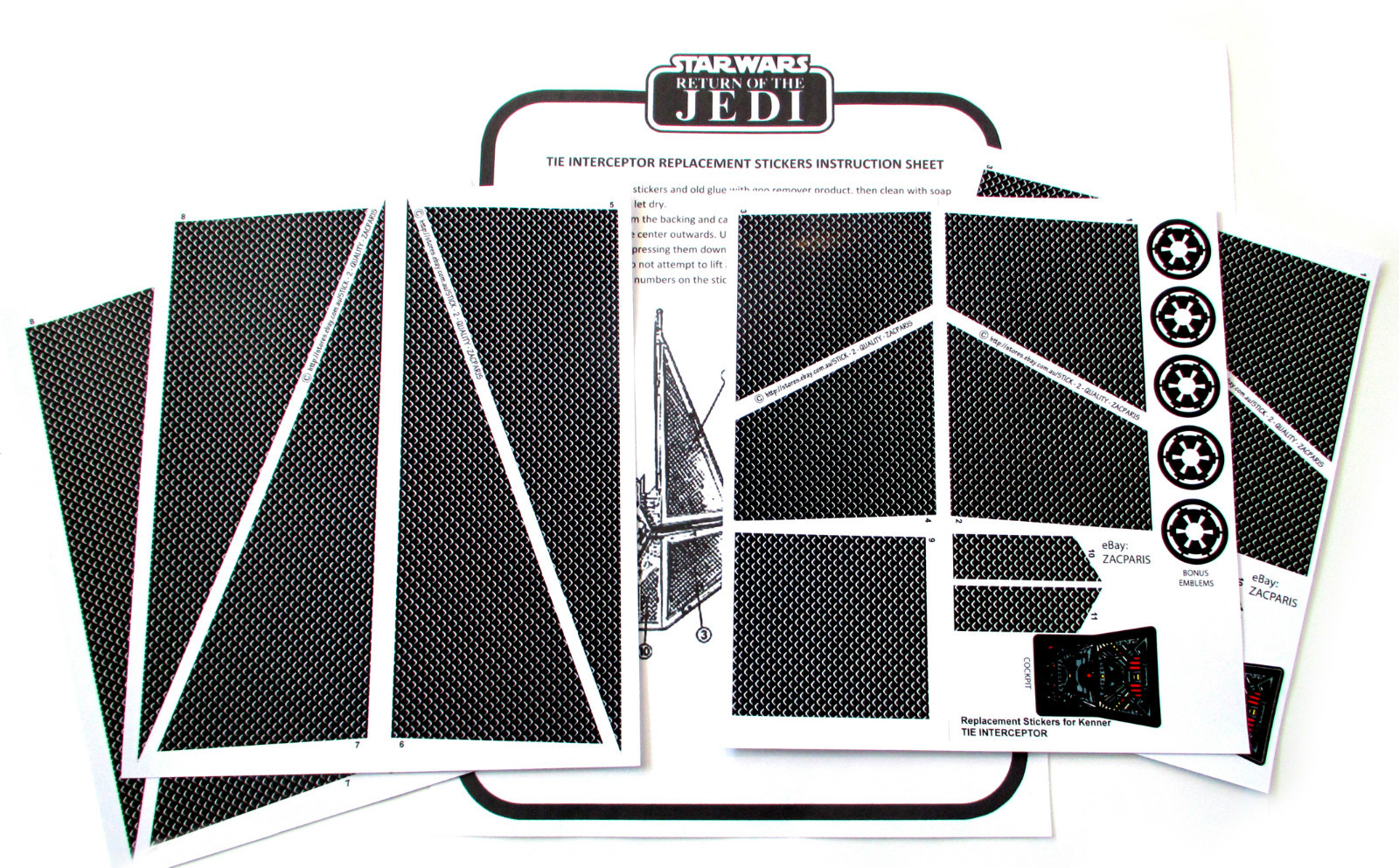 Custom Star Wars Vintage Kenner TIE Interceptor stickers with Bonus ...