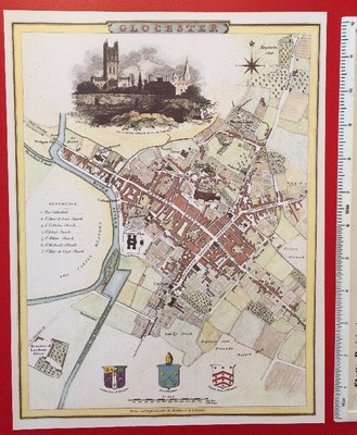 Old Antique Victorian map Gloucester, England: early 1800's 12 x 9 ...