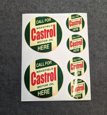 RETRO CASTROL MOTOR OIL STICKER SHEET - A5 SHEET - 6 STICKERS | eBay UK