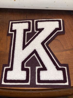 Chenille K Applique Patch - Letterman Jacket, Sports 6x6.75" (Iron on) Purple | eBay