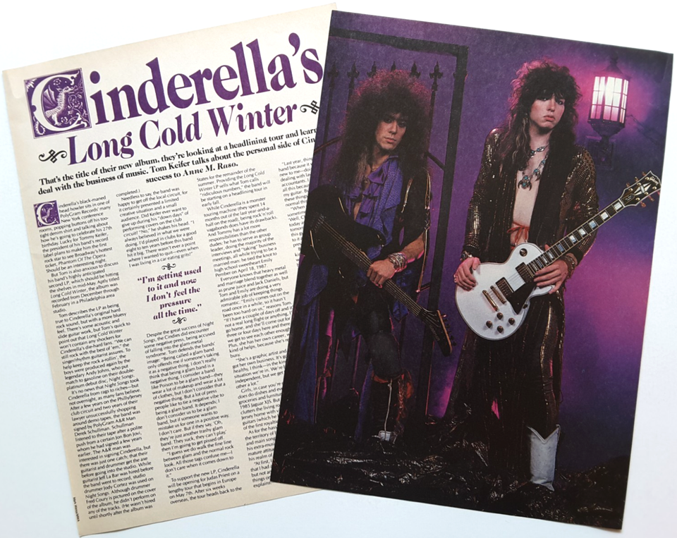 CINDERELLA TOM KEIFER JEFF LABAR 80'S MAGAZINE PINUP POSTER + ARTICLE ...