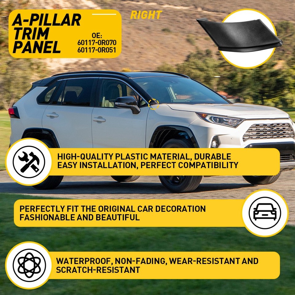 Black Right Trim Panel A-pillar Fit Cover RAV4 Toyota 60117-0R051 2019 ...