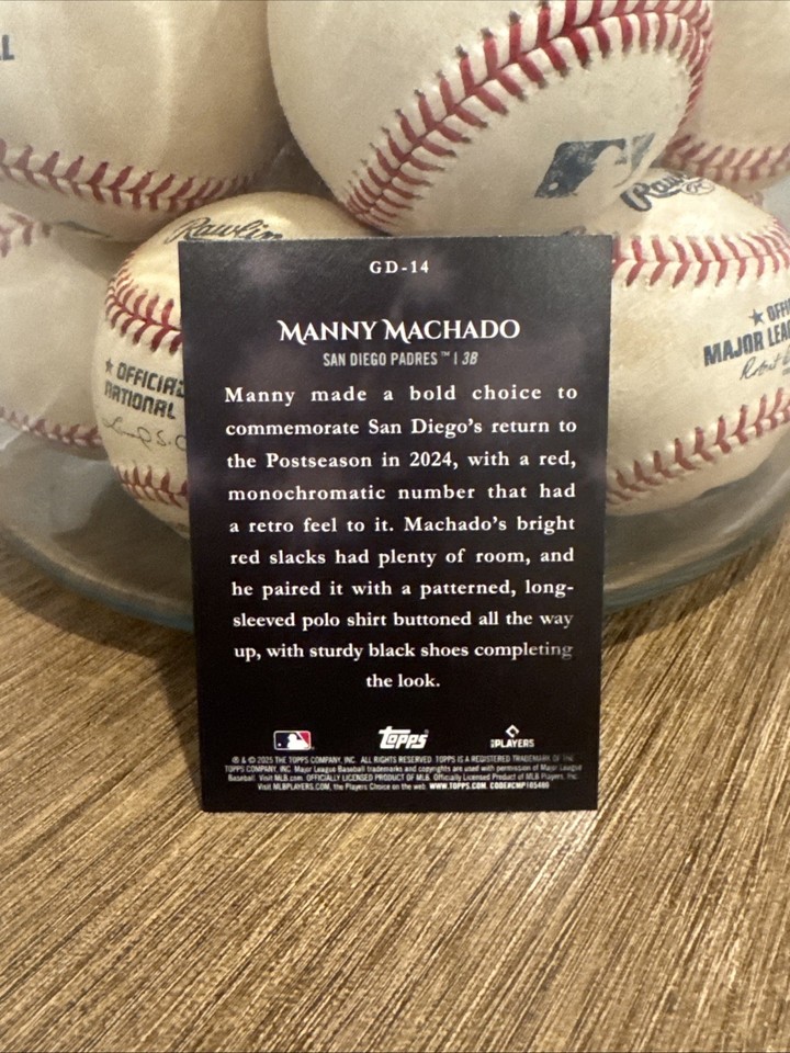 2025 Topps Manny Machado #GD-14 Gameday Drip Insert San Diego Padres | eBay