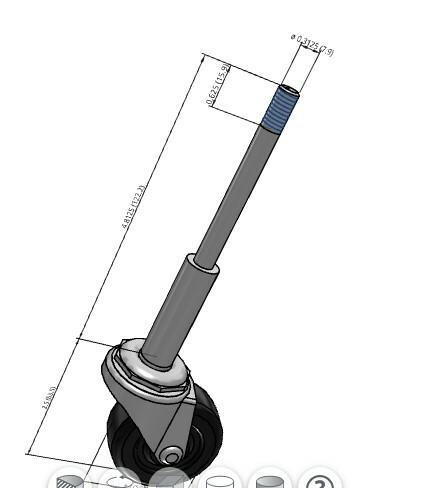 2AHDLC Ladder Caster | 2" Spring Loaded Heavy Duty Rubber | 5/16 ...