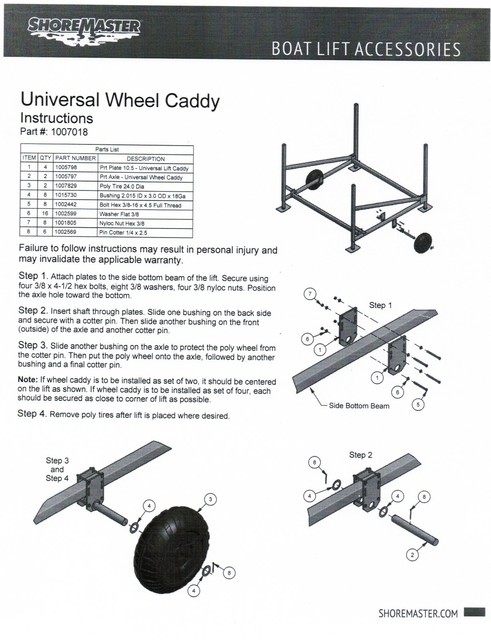 ShoreMaster Boat Lift Side Cable Assembly 1007657 Pair Left Right 4000 ...
