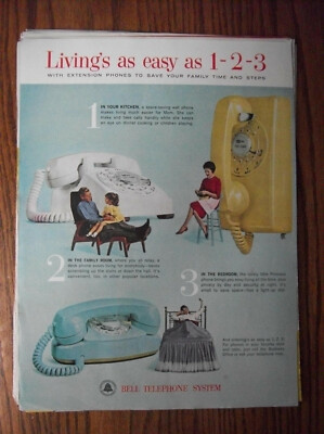 1963 VTG Orig Magazine Ad Bell Telephone Living's As Easy as 1 2 3 ...